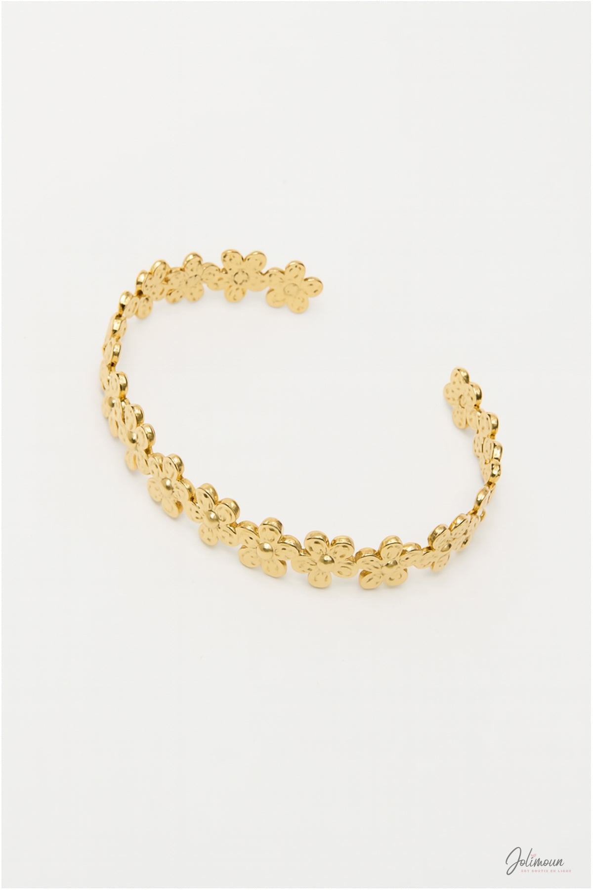 Malia-Bracelet jonc fleuri doré